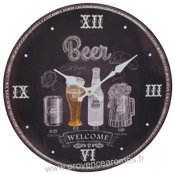 Horloge BEER WELCOME déco rétro vintage - Provence Arômes Tendance sud