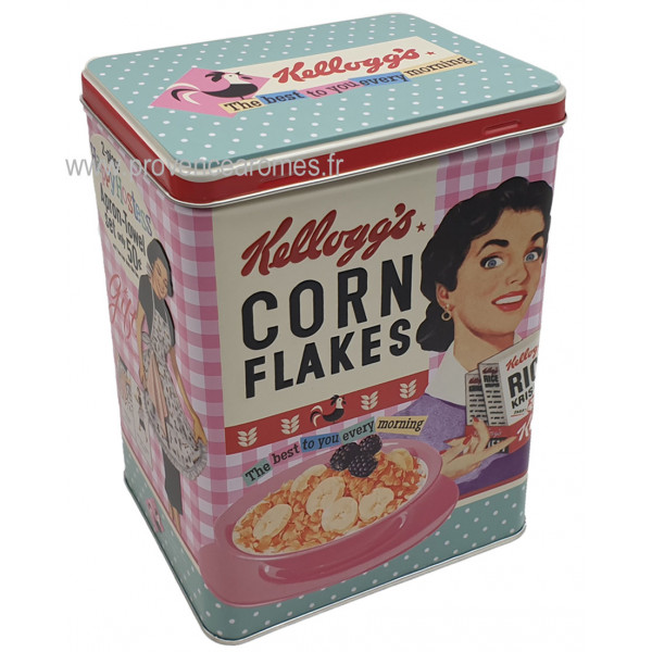 Boîte métal Kellogg's CORN FLAKES Pin-up brune rétro vintage collection ...