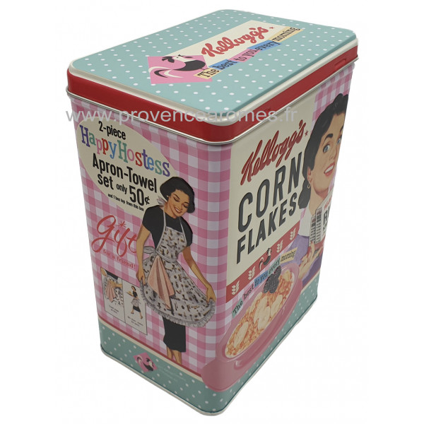 Boîte métal Kellogg's CORN FLAKES Pin-up brune rétro vintage collection ...