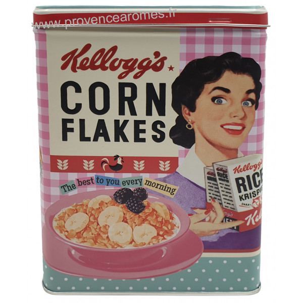 Boîte métal Kellogg's CORN FLAKES Pin-up brune rétro vintage collection ...