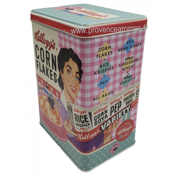 Boîte métal Kellogg's CORN FLAKES Pin-up brune rétro vintage collection ...